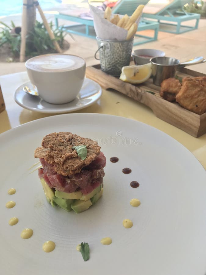 Tuna Tartar with Smashed Avocado Stock Photo - Image of appetizer ...