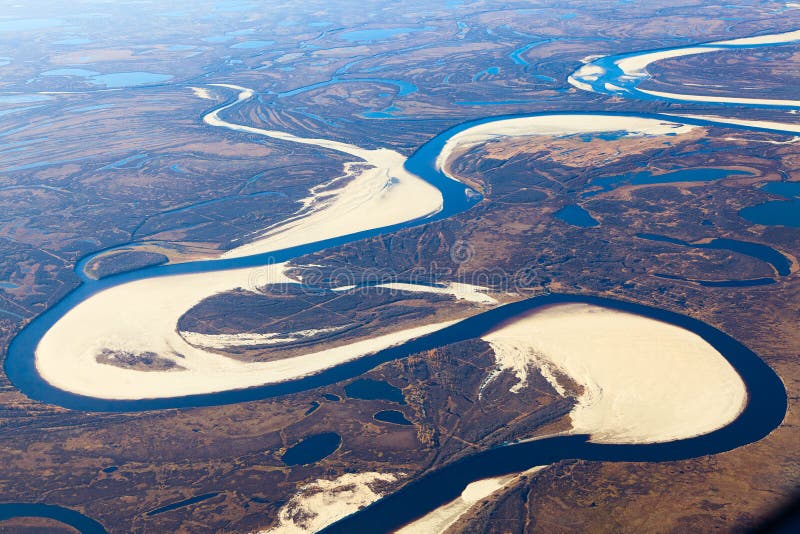 Tundra River in Autumn, Top View Stock Photo - Image of season, swamp ...