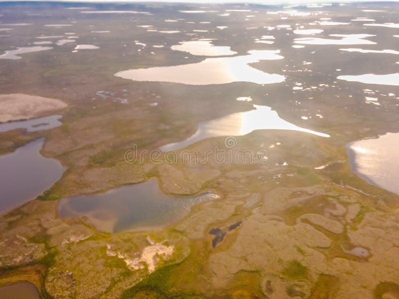 Tundra. View from the Helicopter from a Height. Stock Image - Image of ...
