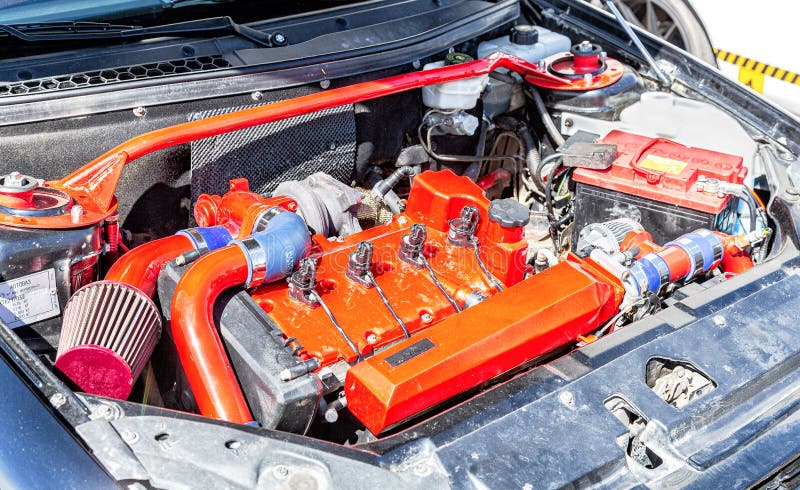 Tuned Car Engine of Lada 2170 Priora Vehicle Editorial Photography ...