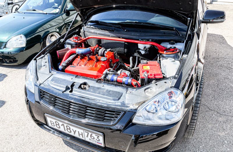 Tuned Car Engine of Lada 2170 Priora Vehicle Editorial Image - Image of ...