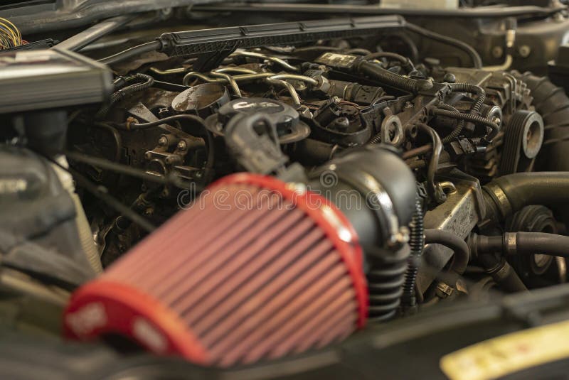 Tuned car engine stock image. Image of modern, chrome - 215316737