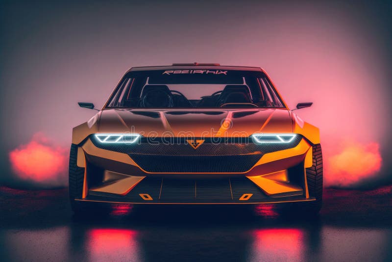 Tuned Red Car, Front View, Sports Car Stock Illustration - Illustration ...