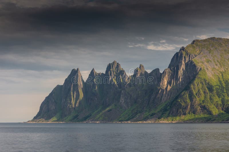 The Tungeneset Devil`s Teeth, Mountains Over the Ocean in Senja Island ...