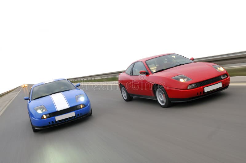 Tuning Cars Racing Down the Highway Stock Photo - Image of acceleration ...