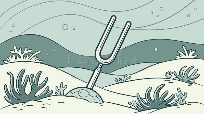 Tuning Fork in Abstract Underwater Landscape, Vector Design Generative ...
