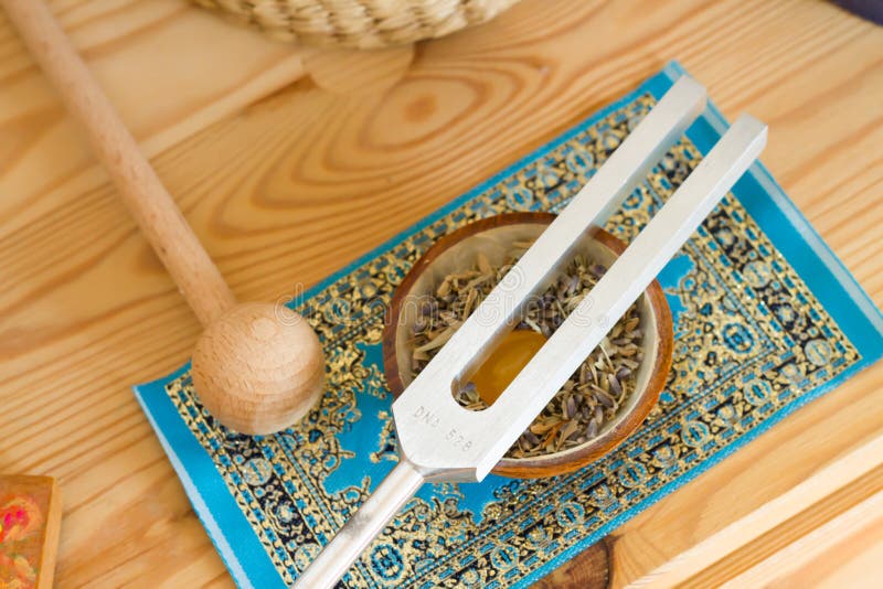 Tuning Fork and Crystal Stone . Stock Image - Image of singing ...
