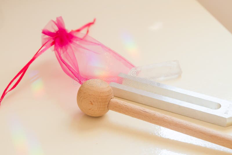 Tuning Fork and Crystal on Table . Stock Image - Image of resonance ...