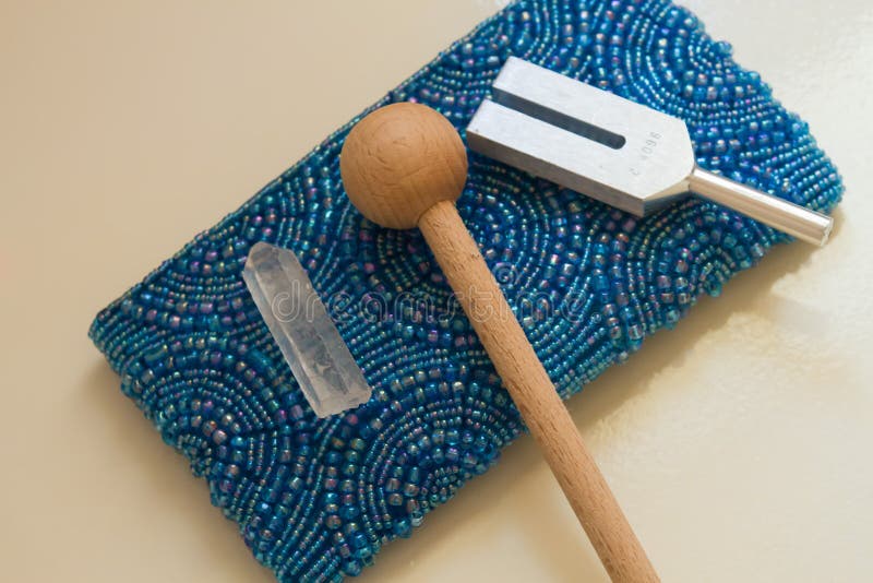 Tuning Fork and Crystal on Table . Stock Photo - Image of note ...