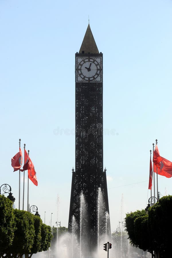Tunis Clock Tower stock photo. Image of national, city - 91101056
