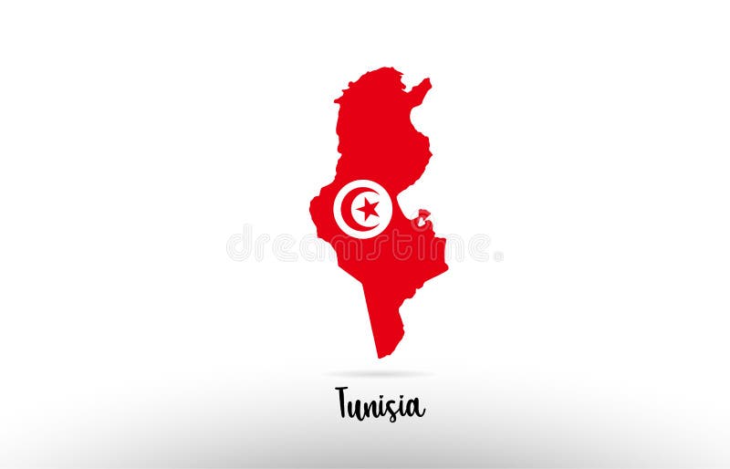 Tunisia Country Flag Inside Map Contour Design Icon Logo Stock Vector