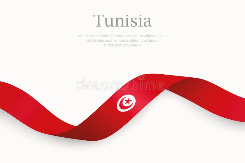 Tunisia Flag on Waving Ribbon Stock Vector - Illustration of line, abstract: 377964351