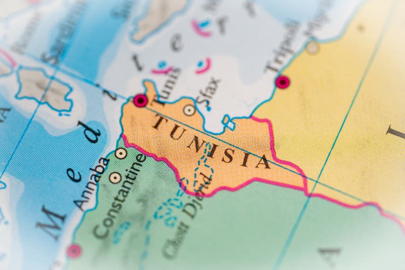 Tunisia Highlighted on a World Map Stock Image - Image of continents ...