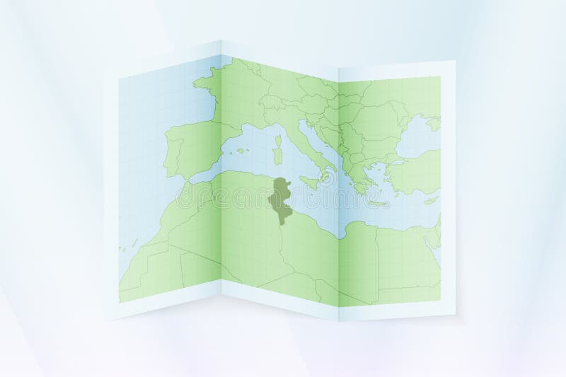 Tunisia Map, Folded Paper with Tunisia Map Stock Vector - Illustration of border, country: 304840019