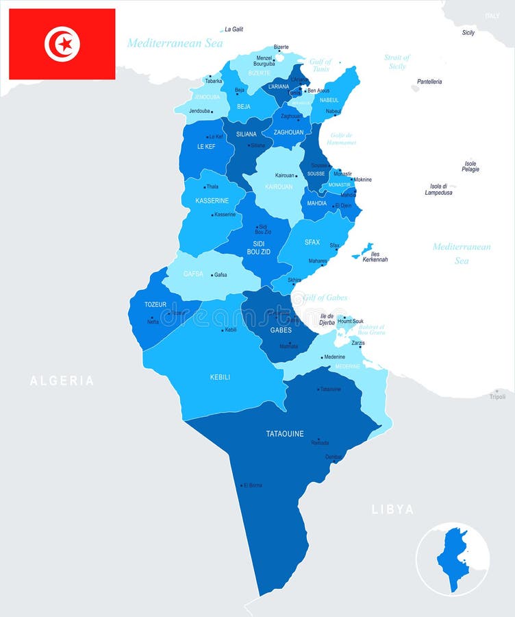 Tunisia Map - Info Graphic Vector Illustration Stock Illustration ...