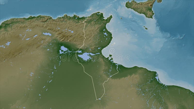 Tunisia outlined. Pale stock illustration. Illustration of atlas ...