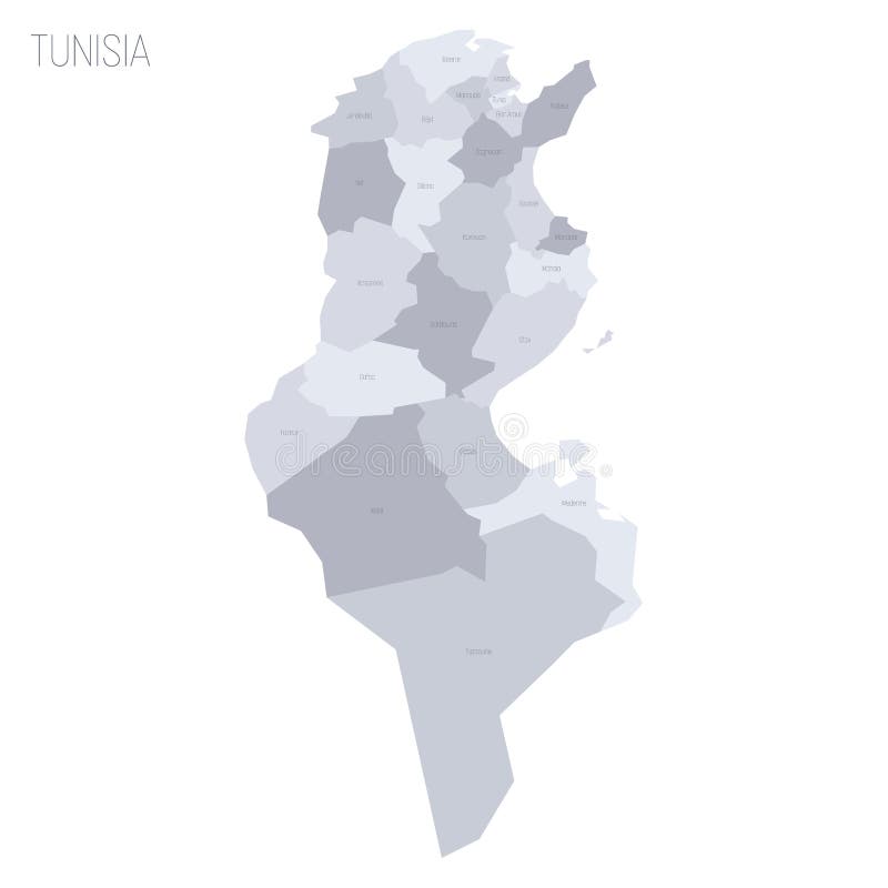 Tunisia Political Map of Administrative Divisions Stock Vector ...