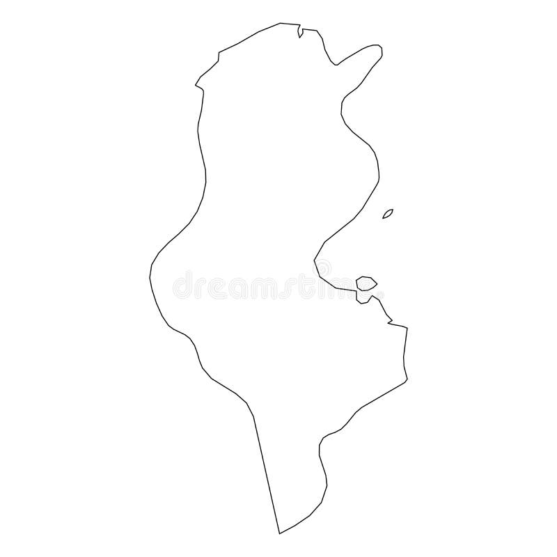 Tunisia - Solid Black Outline Border Map of Country Area. Simple Flat ...