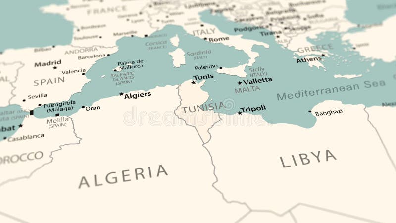 Tunisia on the World Map. Smooth Map Rotation Stock Video - Video of ...
