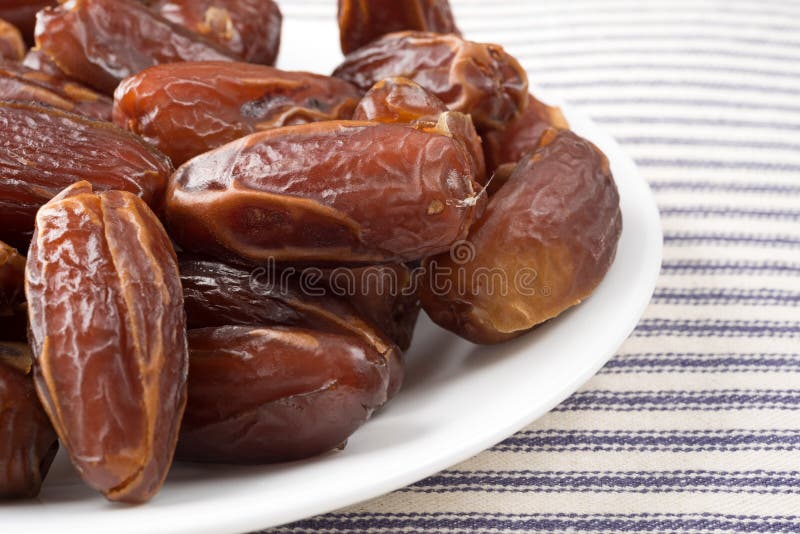 Tunisian Pitted Dates on a Plate Top View Stock Image - Image of ...