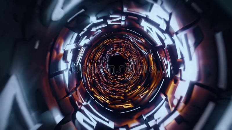 A Tunnel with Abstract Rotating Letters Stock Video - Video of letter ...