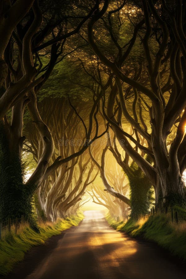 Tunnel Alley from Tree. Beautiful Shady Road Stock Image - Image of ...