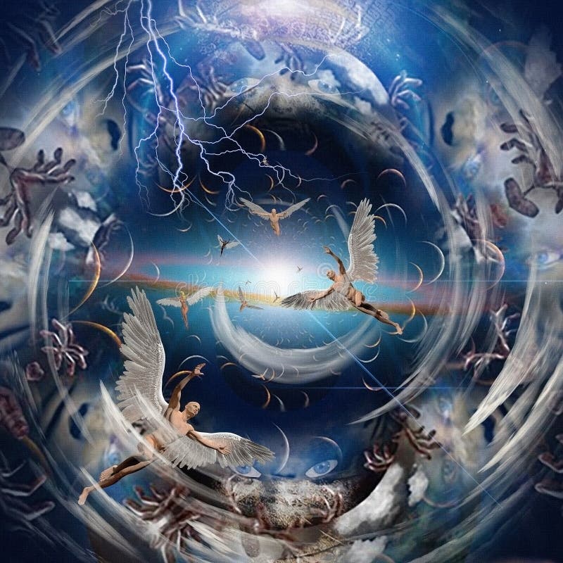 Religious Planetary Surrealism Stock Illustration - Illustration of ...