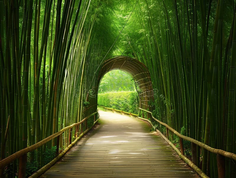 Tunnel of Bamboo Trees. Pathway through a Lush Bamboo Forest ...