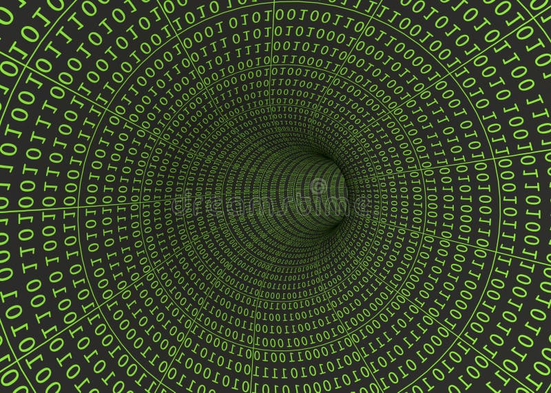 Tunnel of Binary Numbers - 3D Stock Illustration - Illustration of ...