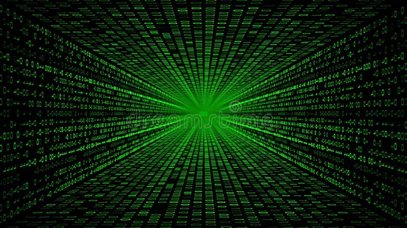 Tunnel with Blinking Matrix Style Binary Code- 3D Animation Stock Video - Video of tunnel, cyber ...