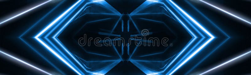 Abstract Blue Neon Background with Rays and Lines. Stock Illustration ...