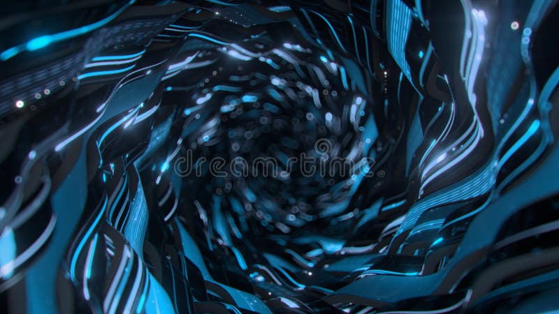 Tunnel with Blue Neon Lights 3D Render Stock Illustration ...