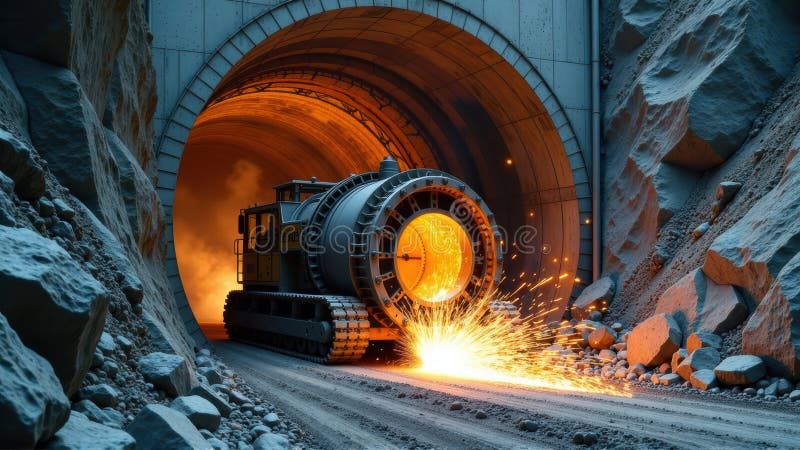 Tunnel Boring Machine in Action. Stock Illustration - Illustration of ...