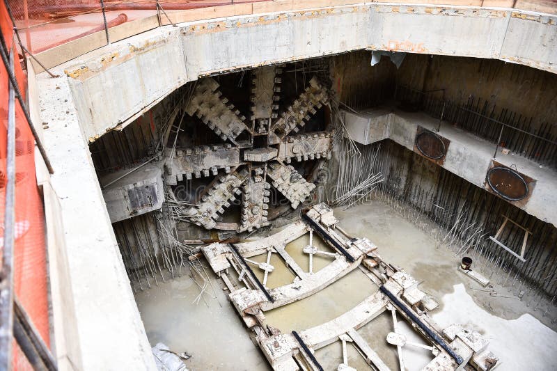 Tunnel Boring Machine in Action Stock Image - Image of horizontal ...