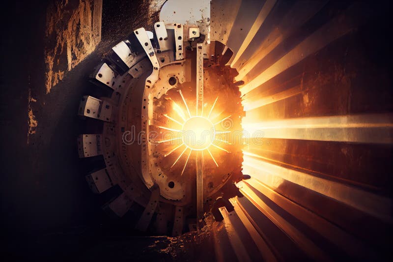 Tunnel Boring Machine Breaking through the Surface, with Sunlight ...