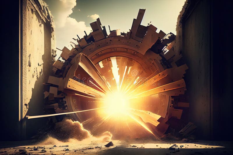 Tunnel Boring Machine Breaking through the Surface, with Sunlight ...