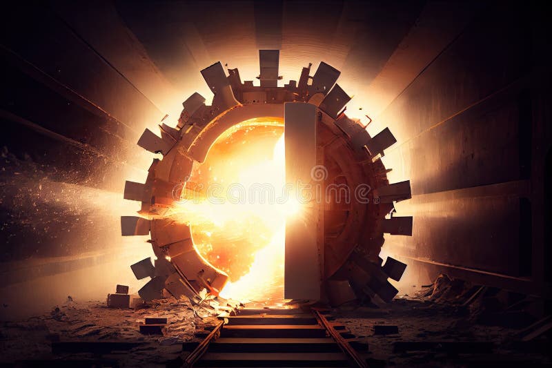 Tunnel Boring Machine Breaking through the Wall of the Tunnel, with ...