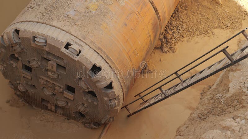 Tunnel Boring Machine at a Construction Site in the Water Stock Video ...