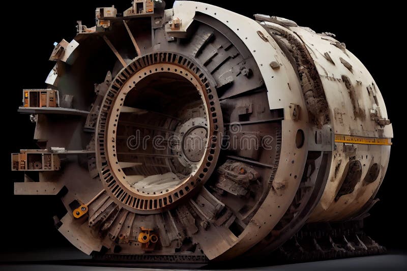 Tunnel Boring Machine, with Its Head and Rotating Cutter Visible ...