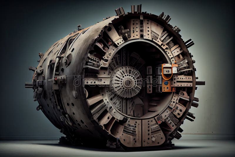 Tunnel Boring Machine, with Its Head and Rotating Cutter Visible ...