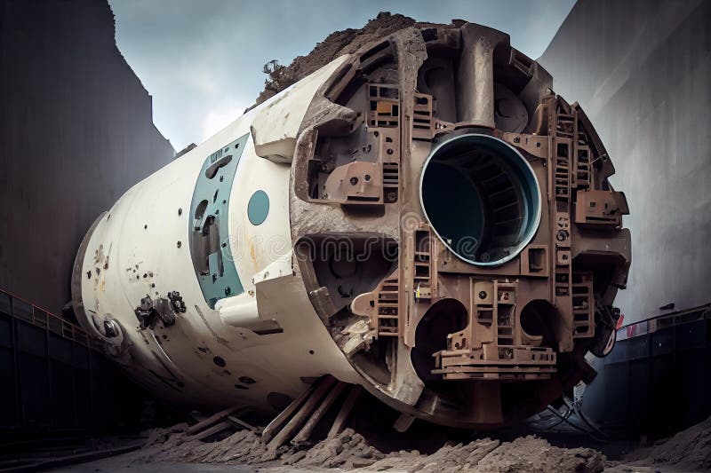 Tunnel Boring Machine, with Its Head and Supporting System Visible ...