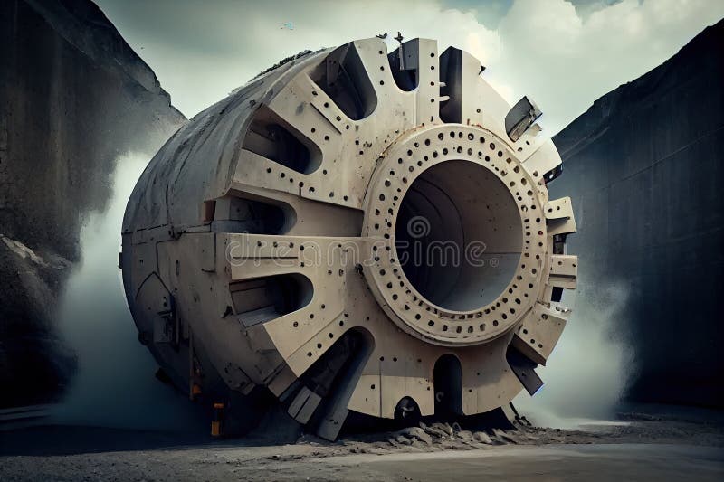 Tunnel Boring Machine through Solid Rock, Creating Smooth Tunnel Wall ...