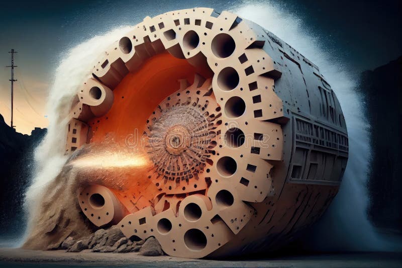 Tunnel Boring Machine through Solid Rock, Creating Smooth Tunnel Wall ...