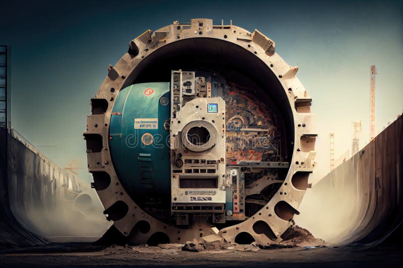Tunnel Boring Machine, with View of the Tunnel Emerging from ...