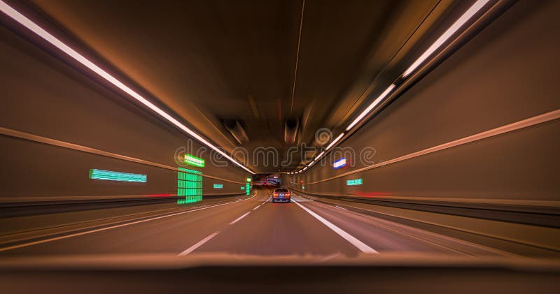 Tunnel Car Motion Blur Night Traffic Fast Stock Photo - Image of ...