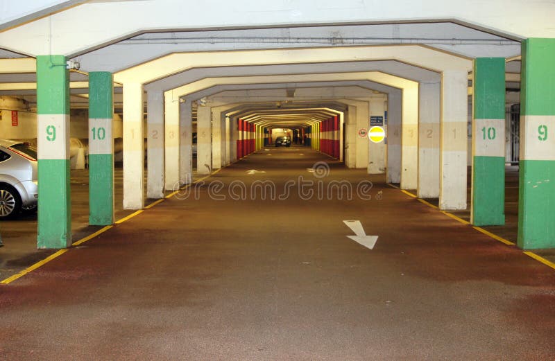 Tunnel in car parking stock image. Image of numbers, parking - 56122483