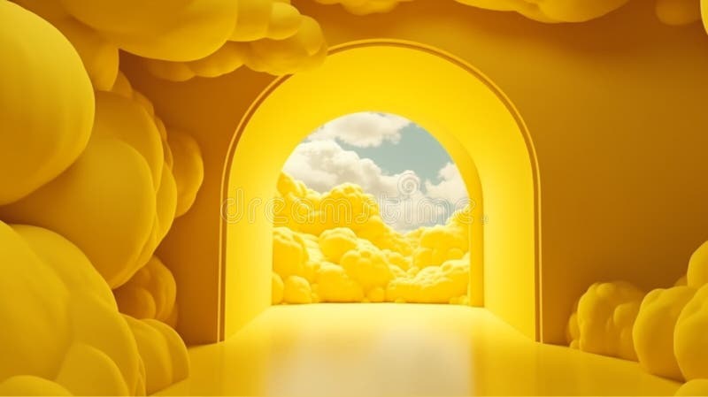 Tunnel with Cloud Window. Generative AI Stock Illustration ...
