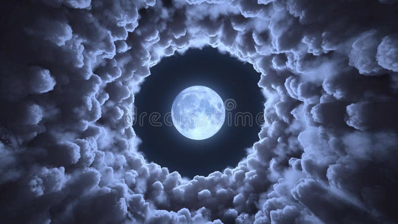 Tunnel in the Clouds To Moon Stock Video - Video of cave, swirl: 209402935