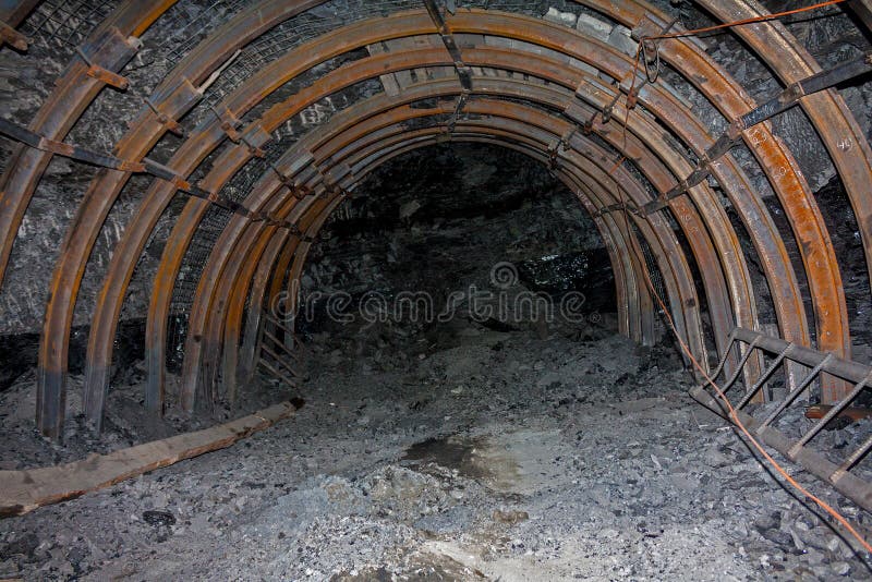Tunnel in a Coal Mine at a Depth Stock Image - Image of dirt, donbass ...
