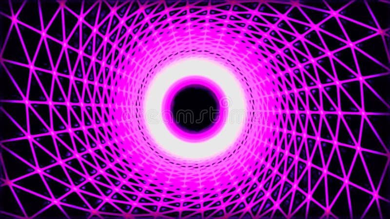 Tunnel with Cyber Grid and Moving Black Hole. Motion. Abstract Model of ...